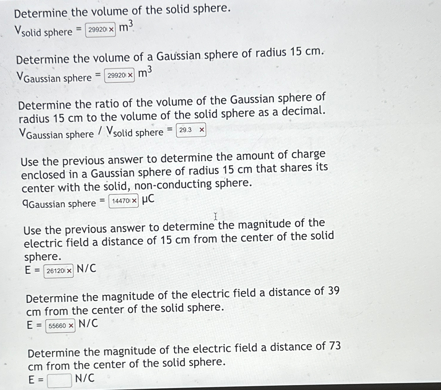 Solved A solid, non-conducting sohere of radius 39cm has a | Chegg.com