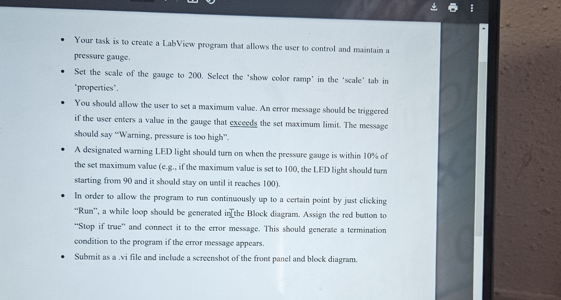 Solved Your task is to create a LabView program that allows | Chegg.com