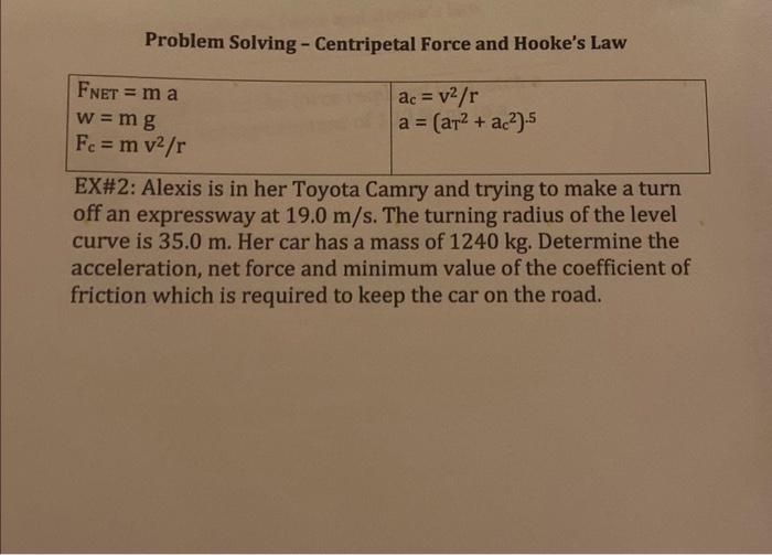 Solved Problem Solving - Centripetal Force and Hooke's Law | Chegg.com
