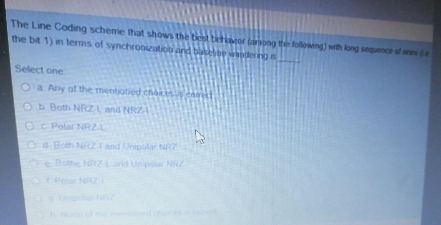 Solved The Line Coding scheme that shows the best behavior | Chegg.com