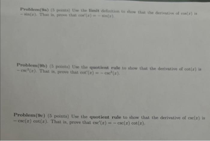 Solved Problem (9n) (5 pxinte) Use the limit definition to | Chegg.com