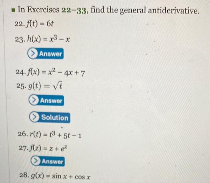 Solved In Exercises 22-33, find the general antiderivative. | Chegg.com