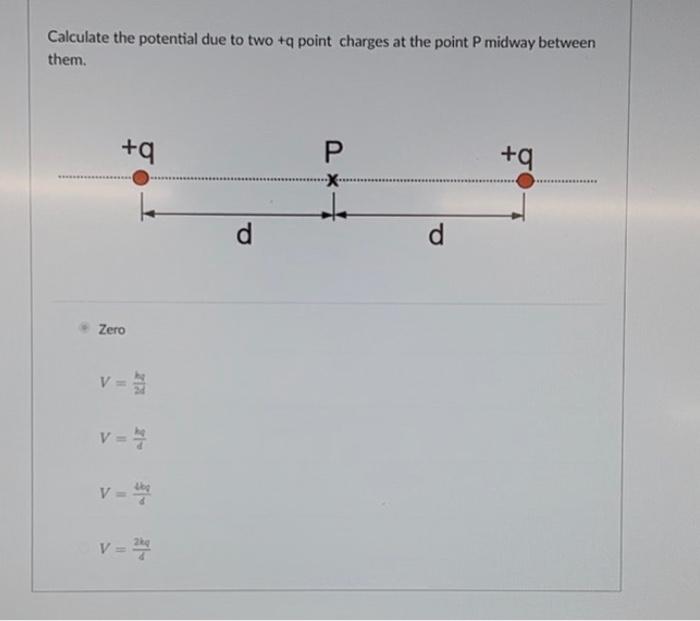 Solved Calculate the potential due to two +q point charges | Chegg.com