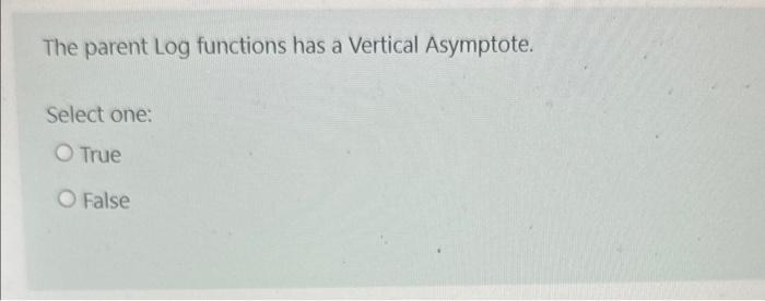 Solved The parent Log functions has a Vertical Asymptote. | Chegg.com