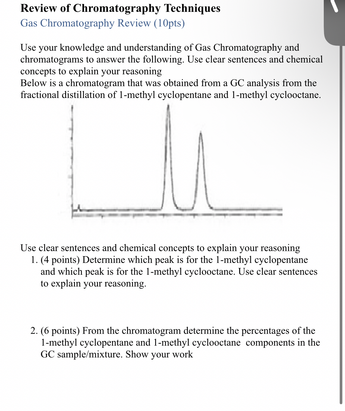 Solved Review of Chromatography TechniquesGas Chromatography | Chegg.com