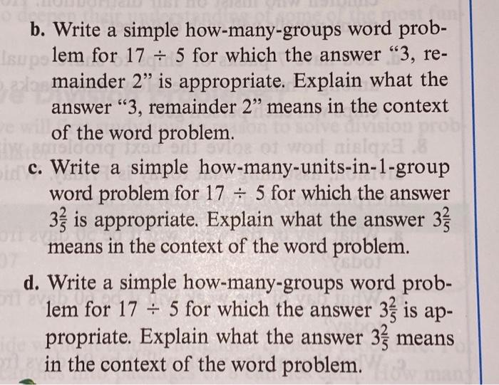 Solved by the words "word problems" they mean something you | Chegg.com