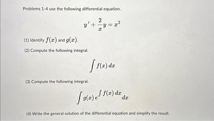 Solved Problems 1-4 use the following differential equation. | Chegg.com