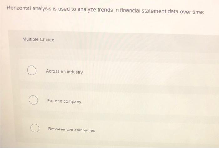 Solved Horizontal analysis is used to analyze trends in | Chegg.com