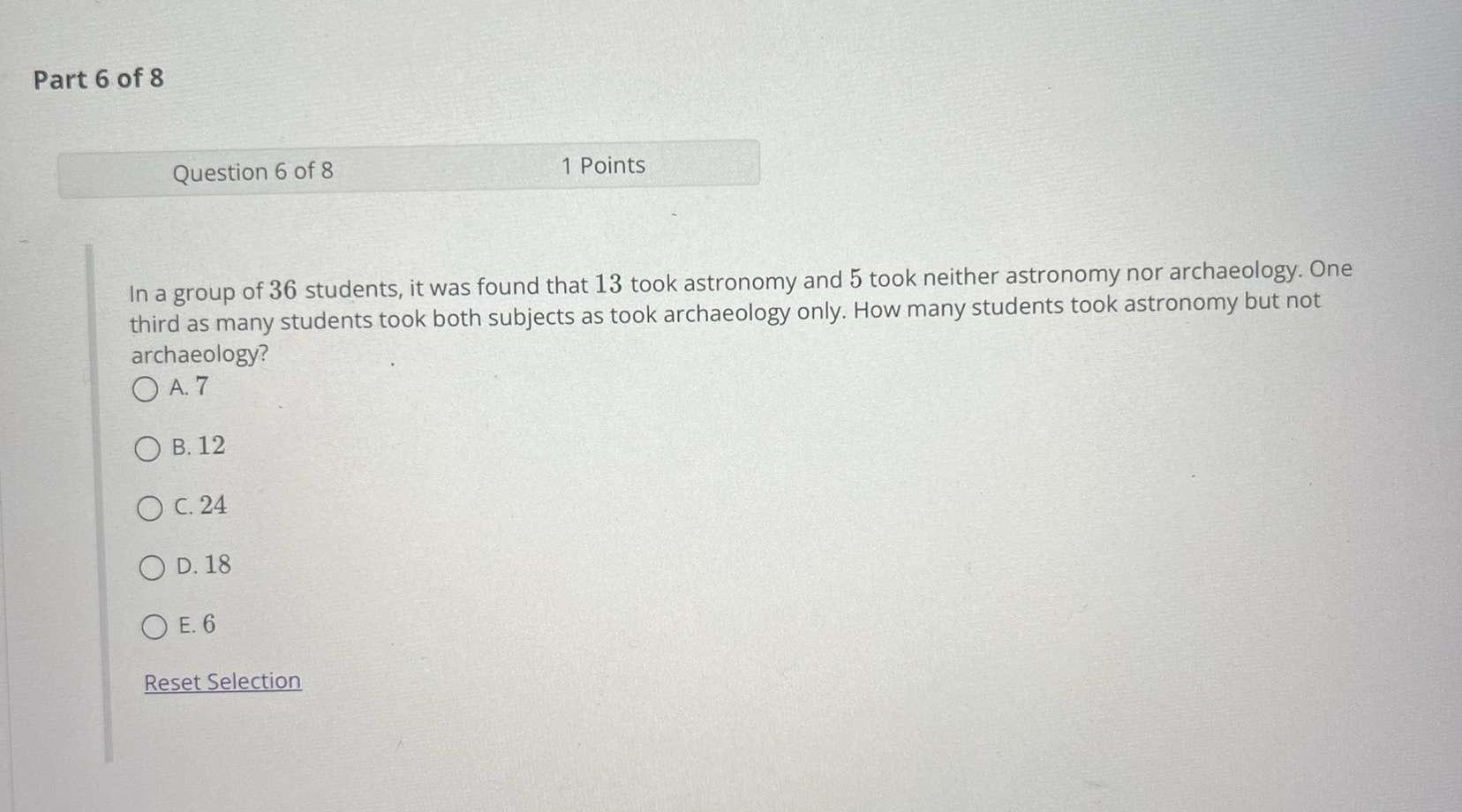 Solved Part 6 ﻿of 8Question 6 ﻿of 81 ﻿PointsIn a group of 36 | Chegg.com