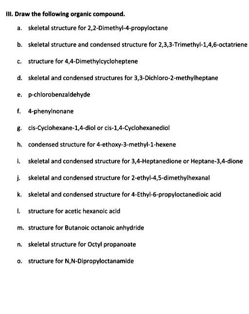 Solved NOMENCLATURE PROBLEM SET NO. 2 CHEM 101 LECTURE | Chegg.com