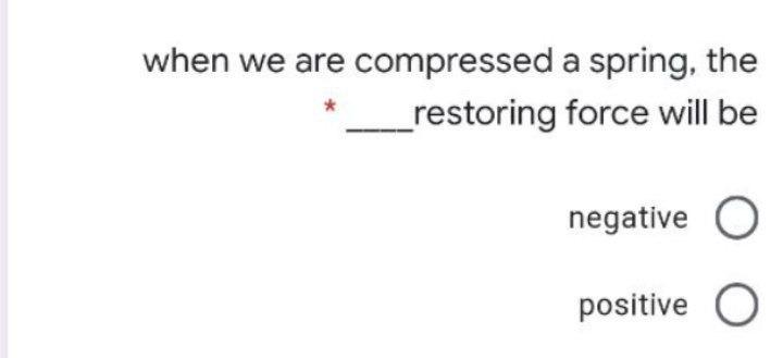 Solved when we are compressed a spring, the restoring force | Chegg.com