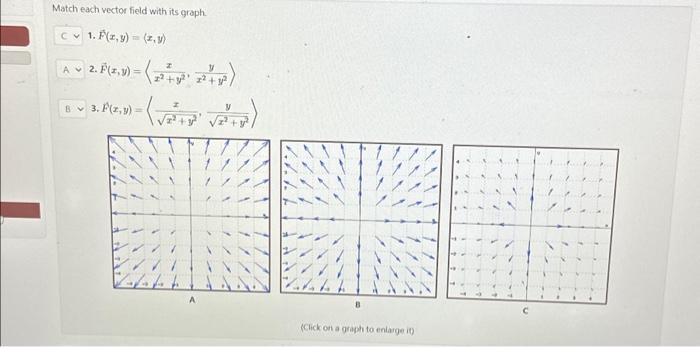 Solved Match each vector field with its graph. C 1. F(x, y) | Chegg.com