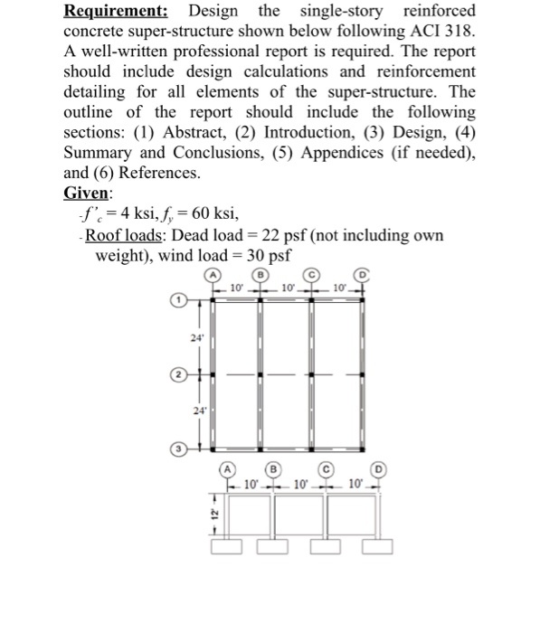 Requirement: Design the single-story reinforced | Chegg.com