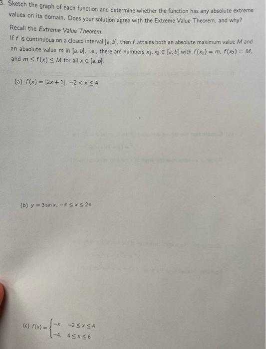 Solved 3. Sketch the graph of each function and determine | Chegg.com