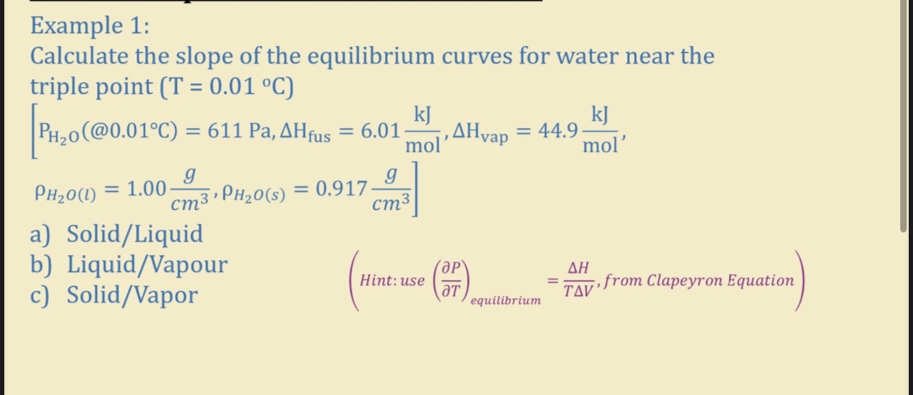 Solved Example 1:Calculate the slope of the equilibrium | Chegg.com