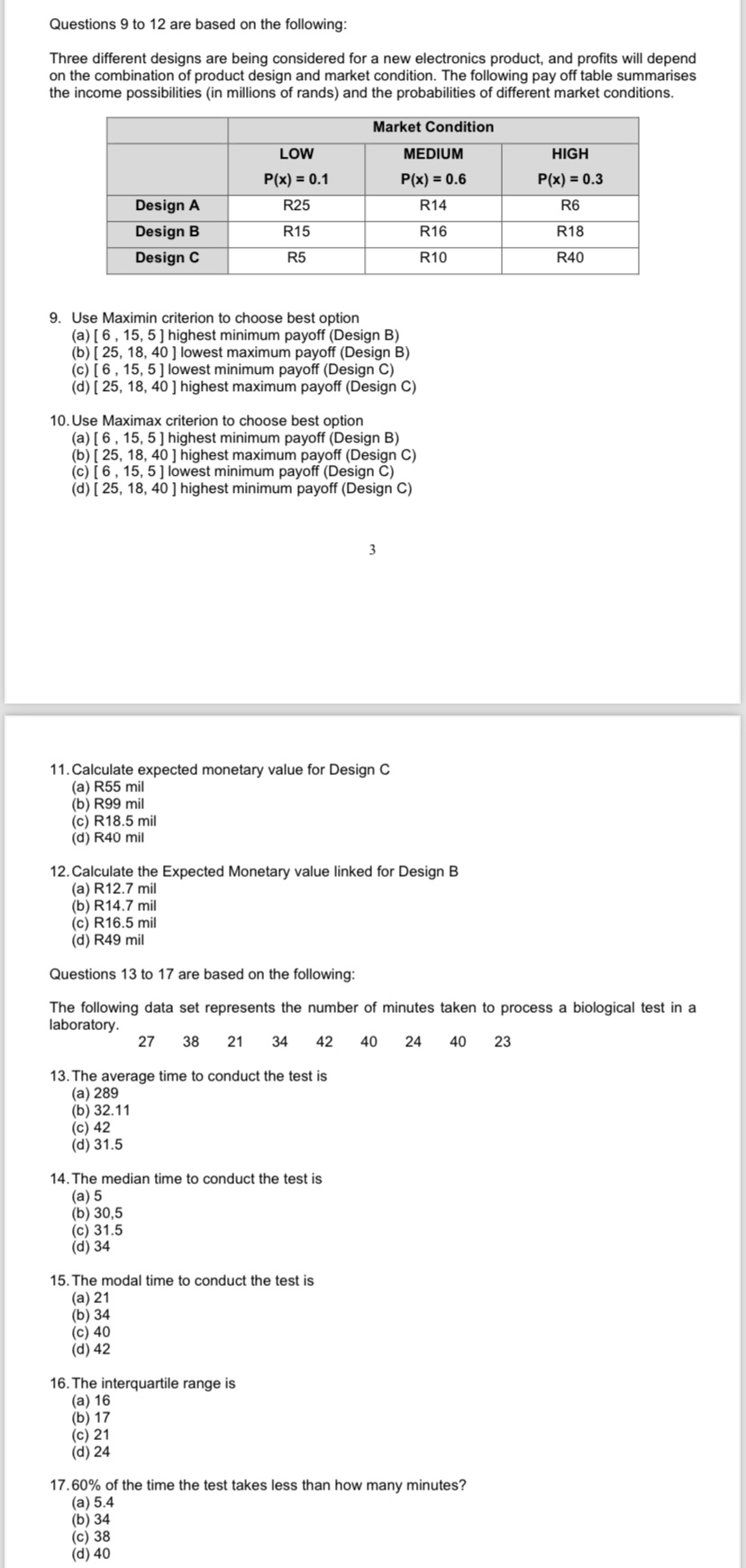 Solved Questions 9 ﻿to 12 ﻿are based on the following:Three | Chegg.com