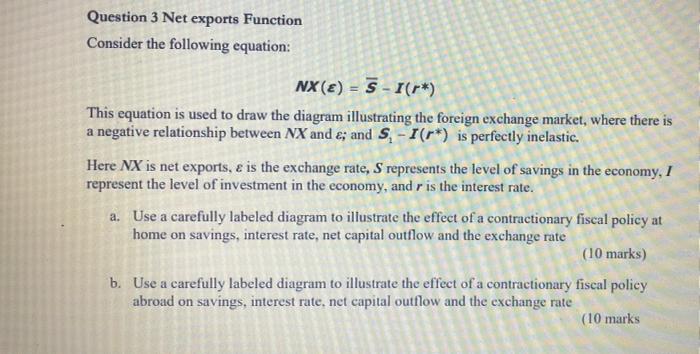 Solved Question 3 Net exports Function Consider the | Chegg.com