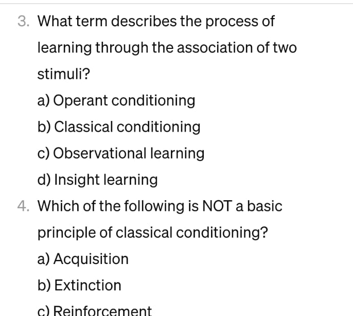 Solved What term describes the process of learning through | Chegg.com