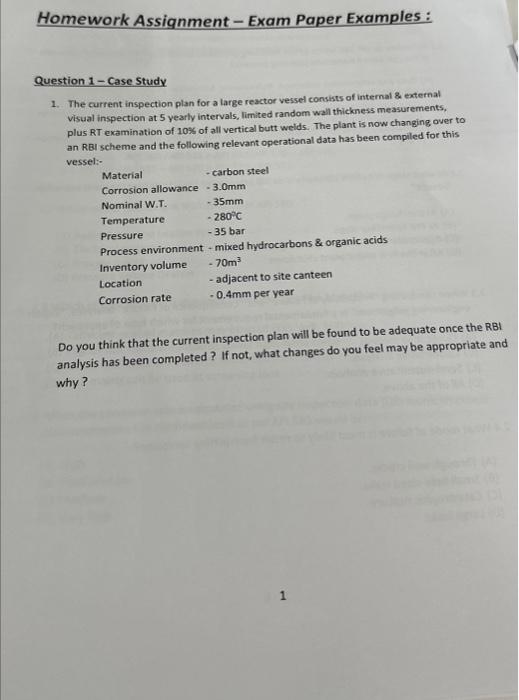 Solved Homework Assignment - Exam Paper Examples: Question 1 | Chegg.com