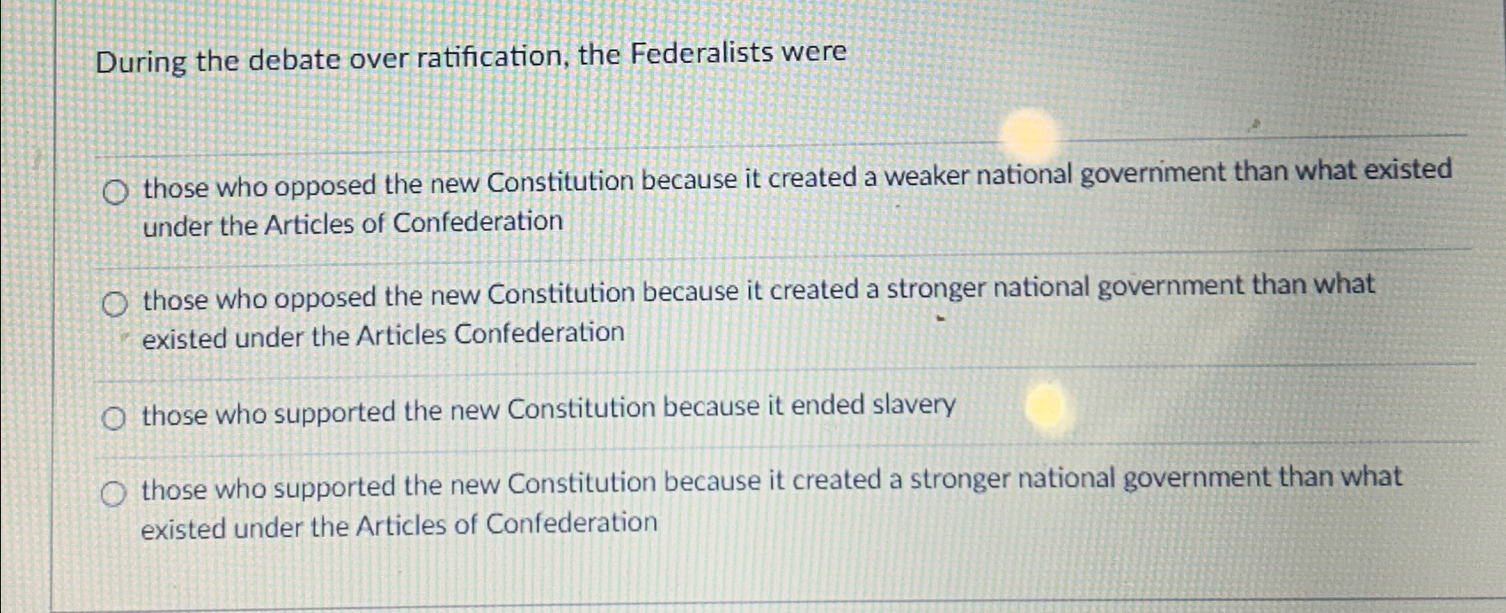 Solved During the debate over ratification, the Federalists | Chegg.com