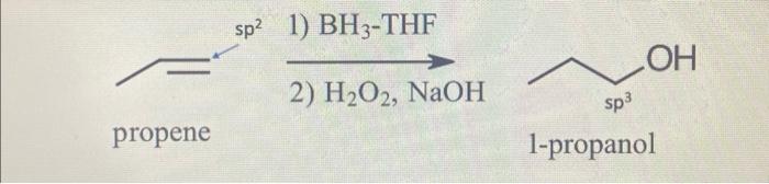 Solved limsp22H2O2,NaOH 1) BH3−THF propene 1-propanol | Chegg.com