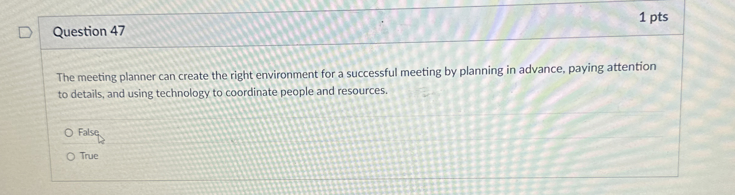 Solved Question 471 ﻿ptsThe meeting planner can create the | Chegg.com