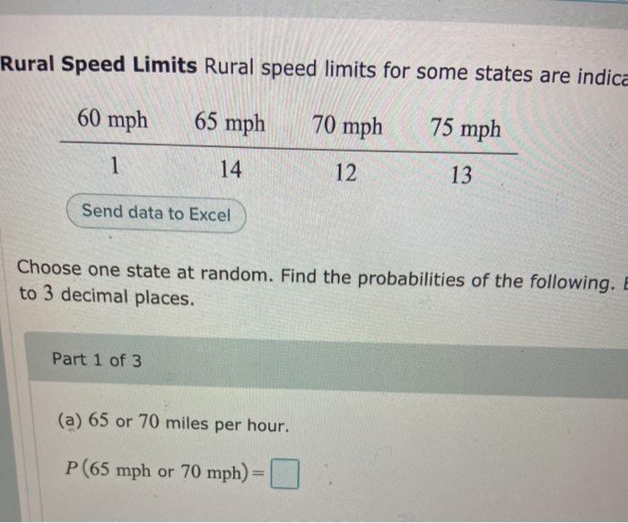 Solved Rural speed limits: Rural speed limits for some | Chegg.com