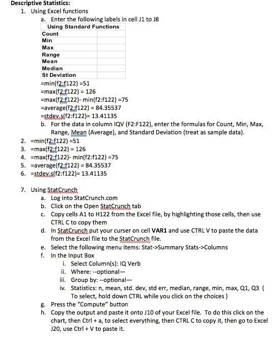 7. Using StatCrunch a. Log into StatCrunch.com b. | Chegg.com