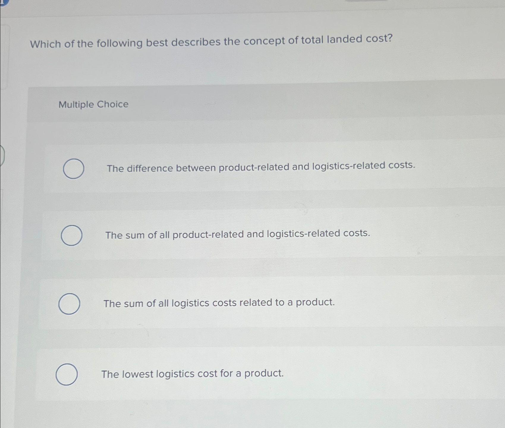 Solved Which of the following best describes the concept of | Chegg.com