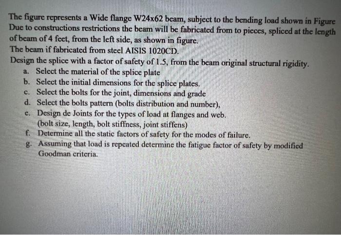 The figure represents a Wide flange W24x62 beam, | Chegg.com