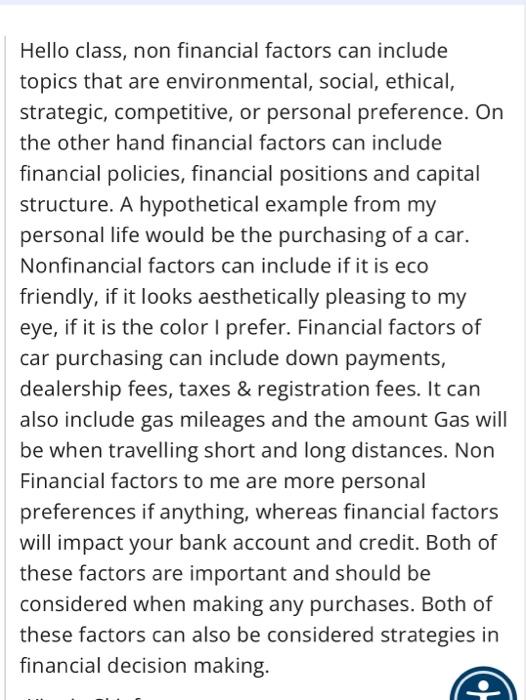 Solved In a few words give me a substantive comment on this | Chegg.com