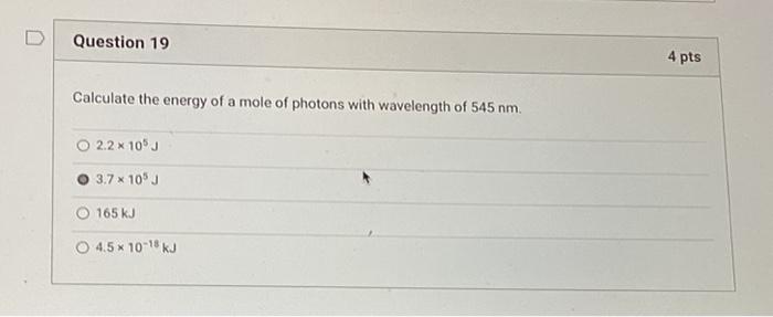 Solved Calculate the energy of a mole of photons with | Chegg.com