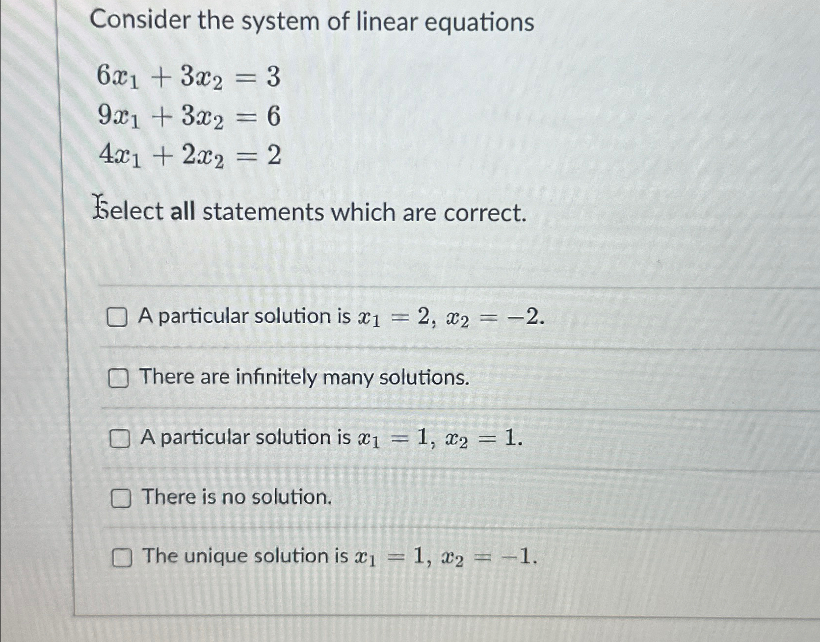 Consider the system of linear | Chegg.com
