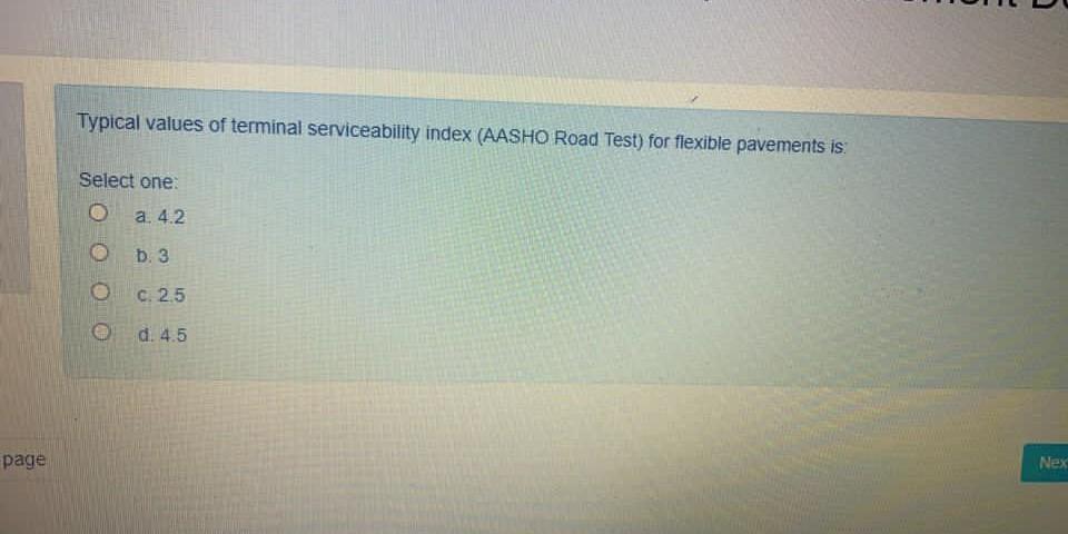 Solved Typical values of terminal serviceability index | Chegg.com