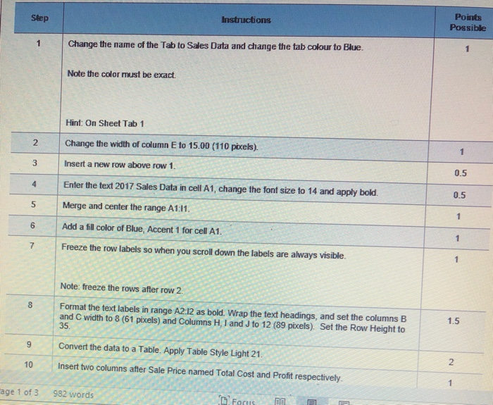 Step Instructions Points Possible 1 Change the name | Chegg.com