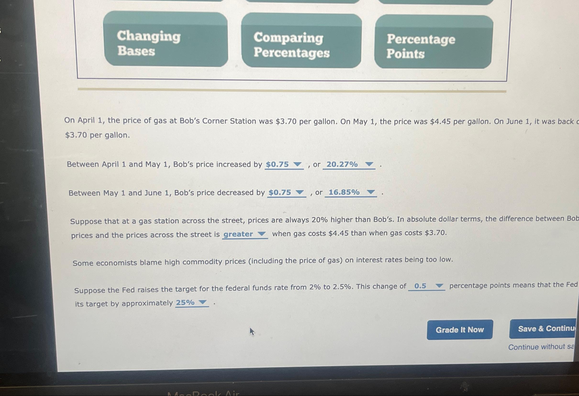 Solved ChangingComparingPercentage Bases Percentages | Chegg.com