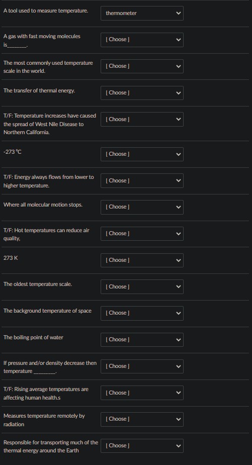 Solved A tool used to measure temperature.A gas with fast | Chegg.com