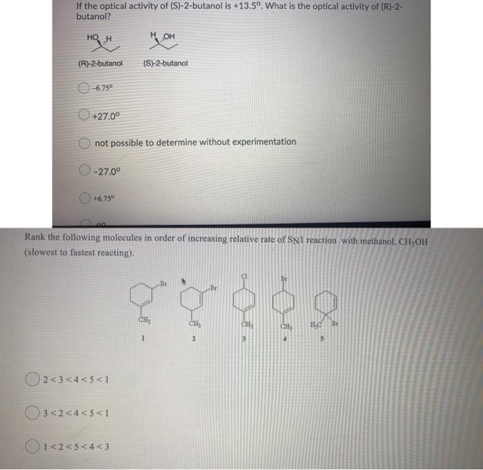 Solved If the optical activity of (S)-2-butanol is +13.59. | Chegg.com