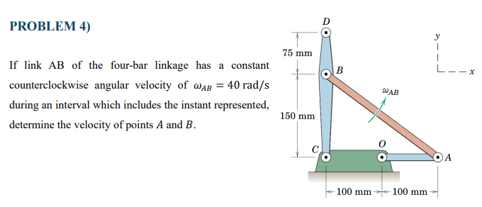 Solved PROBLEM 4)If link AB ﻿of the four-bar linkage has a | Chegg.com