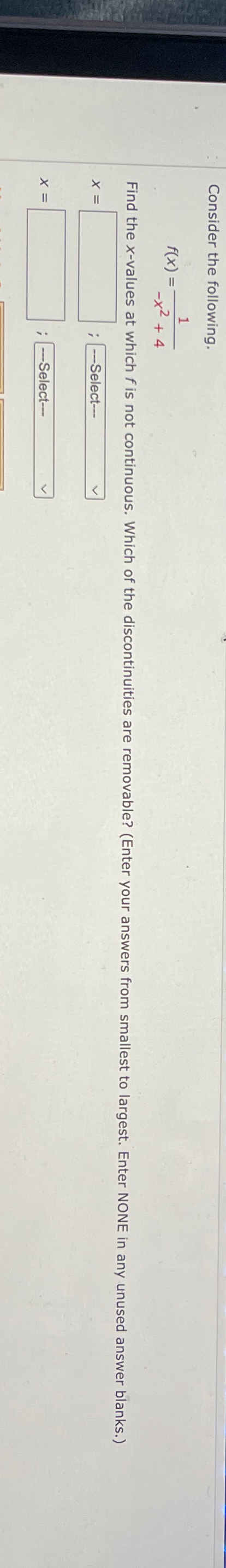 Solved Consider the following.f(x)=1-x2+4Find the x-values | Chegg.com