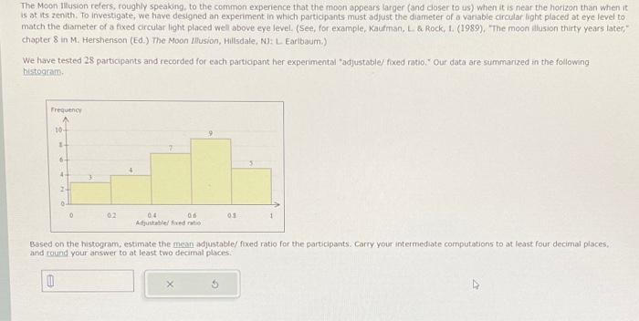 Solved The Moon Illusion refers, roughly speaking, to the | Chegg.com
