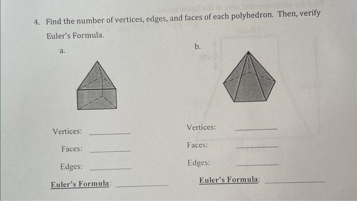 Solved Find the number of vertices, edges, and faces of each | Chegg.com