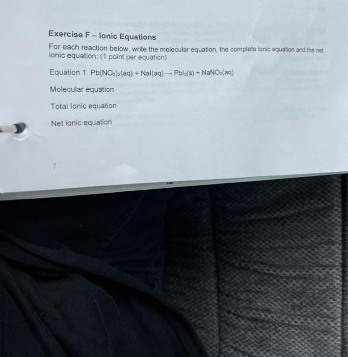 Solved Exercise F-lonic Equations For each reaction below, | Chegg.com