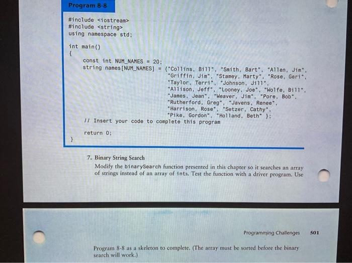 Solved Program 8-8 #include #include using namespace std; | Chegg.com
