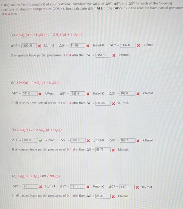 Solved Using values from Appendix C of your textbook, | Chegg.com