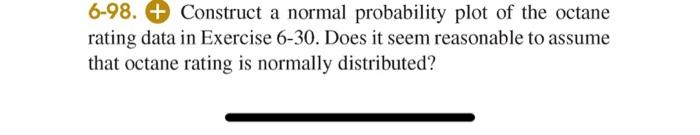 Solved 6-98. + Construct a normal probability plot of the | Chegg.com