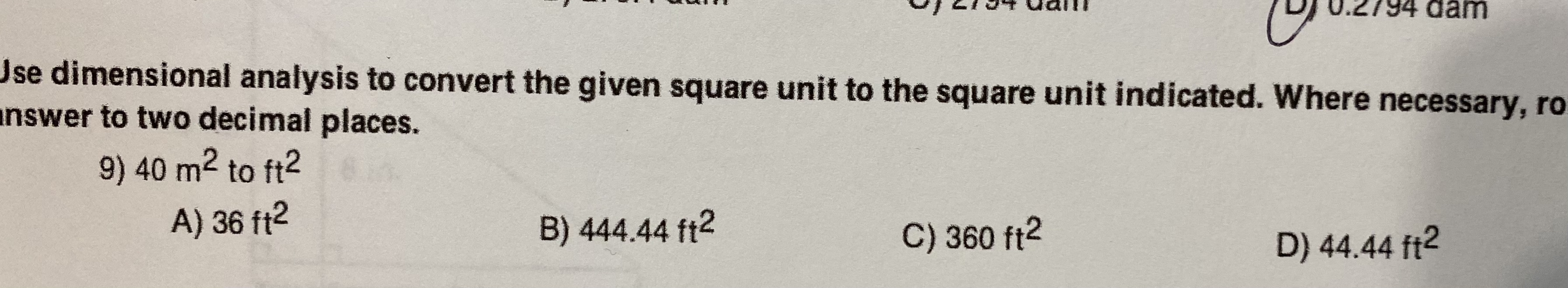 Solved use dimensional analysis to convert the given square | Chegg.com