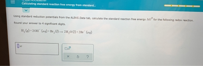 Solved TIL Calculating standard reaction free energy from | Chegg.com