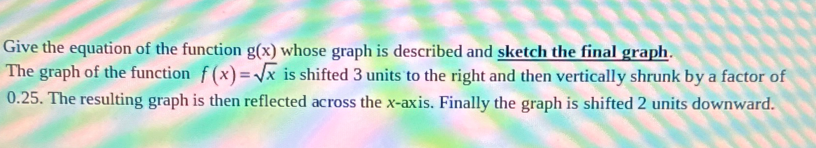 Solved Give The Equation Of The Function G X ﻿whose Graph