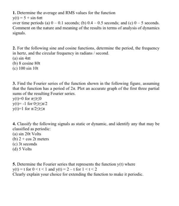Solved 1. Determine the average and RMS values for the | Chegg.com